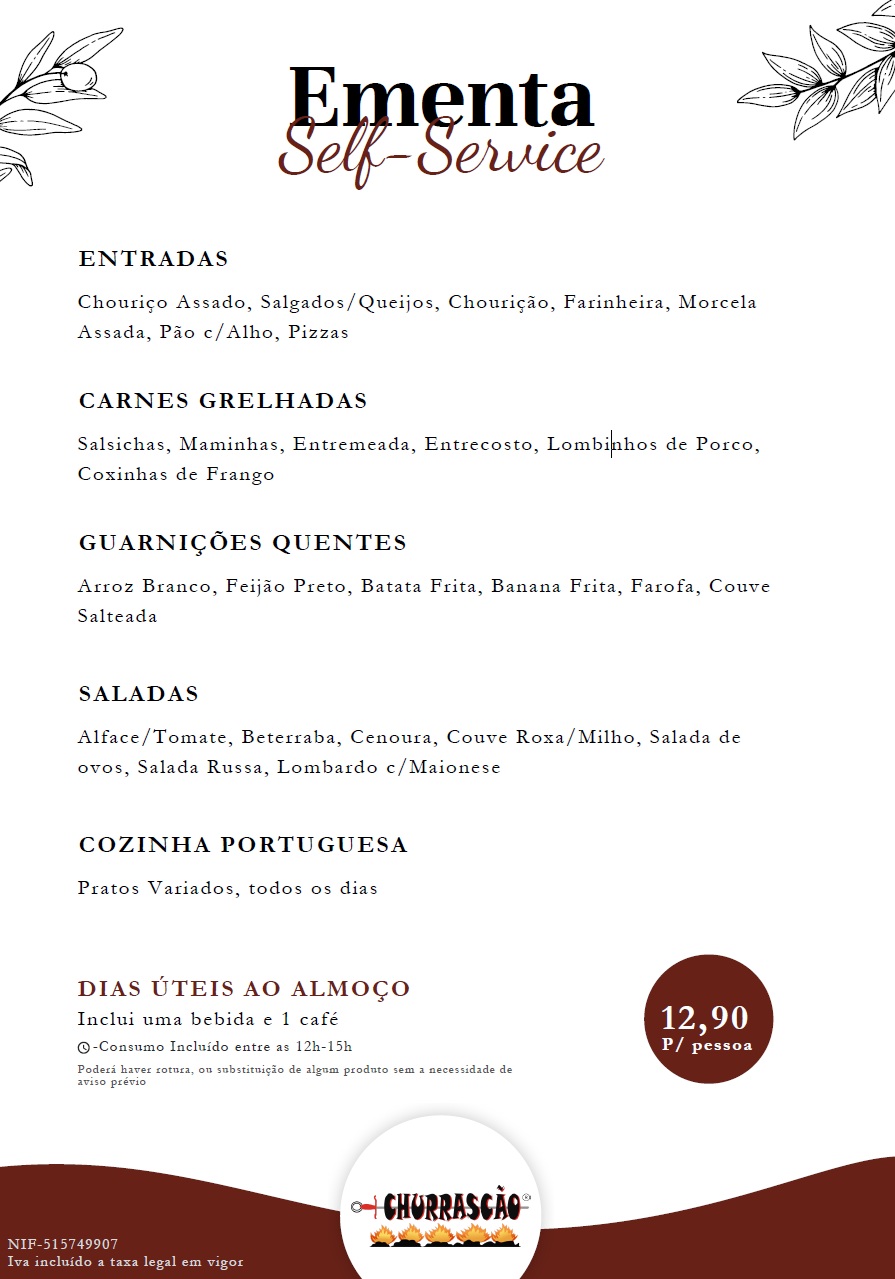 ementa buffet - O Churrascão Rodízio